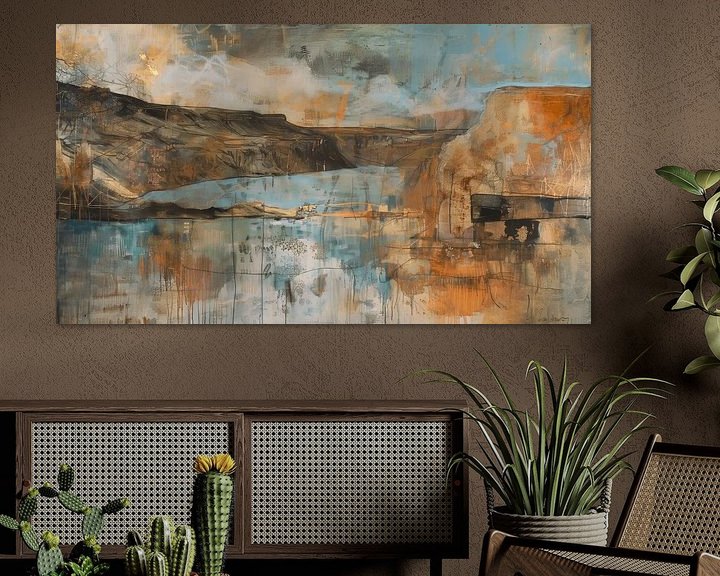 Abstract landschap in aardetinten van Studio Allee op canvas, behang en meer